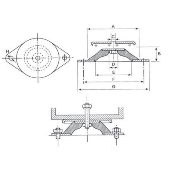 Flanged Mounts Capped Standard Rubber Mounts: AV Mounts Online