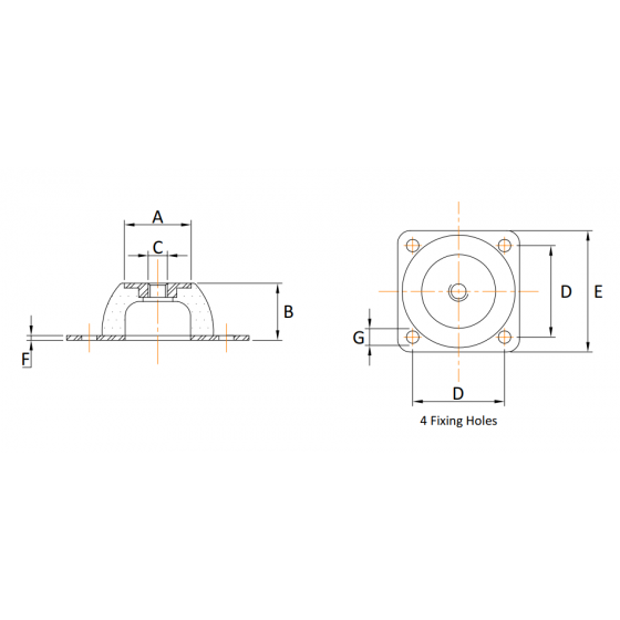 Square Flanged Mounts Standard Rubber Mounts: AV Mounts Online